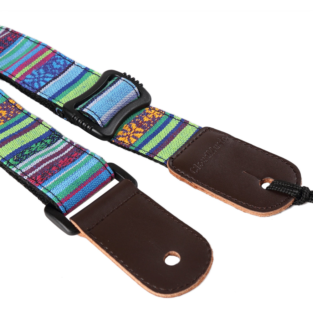 CLOUDMUSIC Colorful Hawaiian Vintage Ethnic Cotton Ukulele Strap Blue