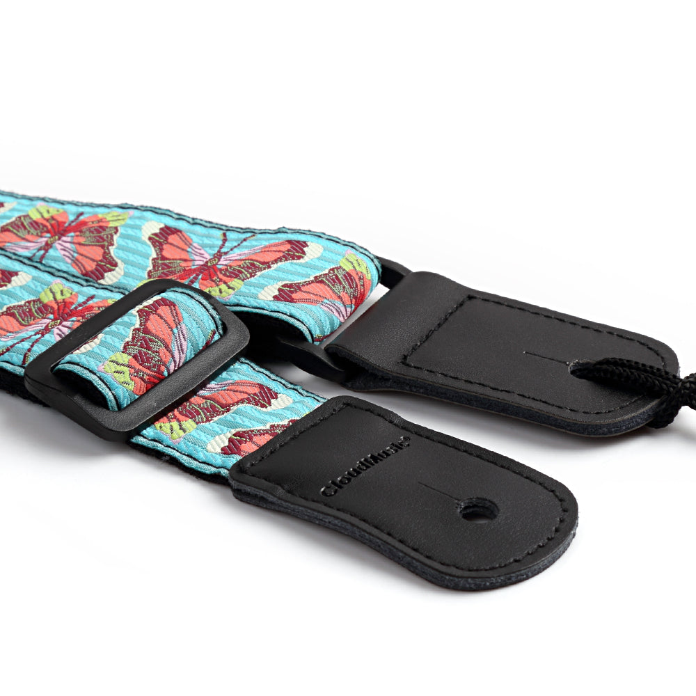 CLOUDMUSIC Colorful Hawaiian Vintage Ethnic Cotton Ukulele Strap Blue