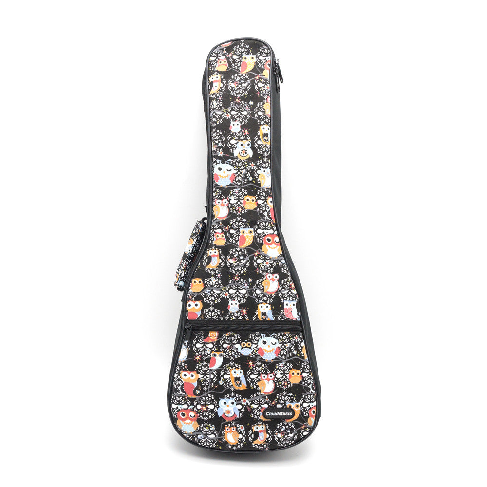 CLOUDMUSIC Colorful Cool Owls Hawaiian Ukulele Case Ukulele Backpack